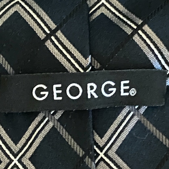 George | Accessories | George Black Silver Gray Silk Neck Tie | Poshmark